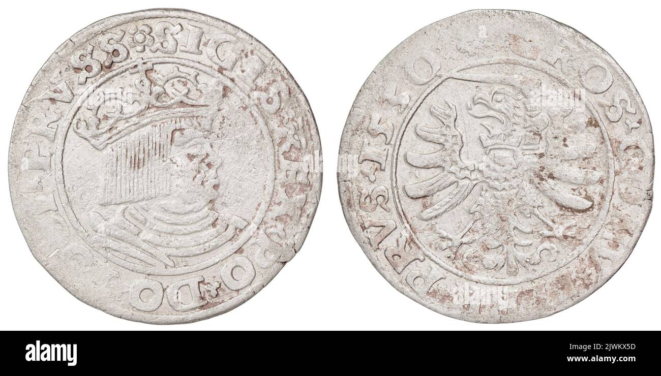 Prussian groschen. Zygmunt I Stary (król polski ; 1506-1548 Stock Photo ...