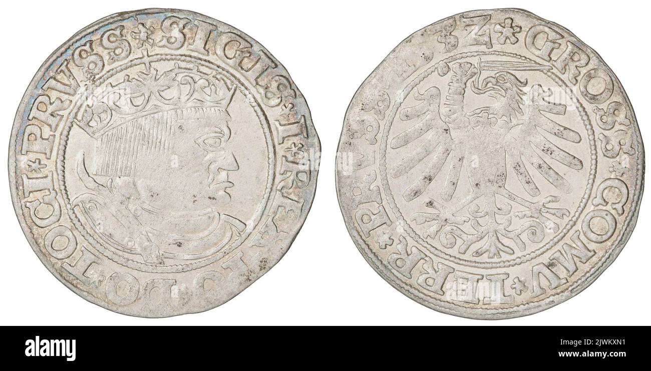 Prussian groschen. Zygmunt I Stary (król polski ; 1506-1548 Stock Photo ...