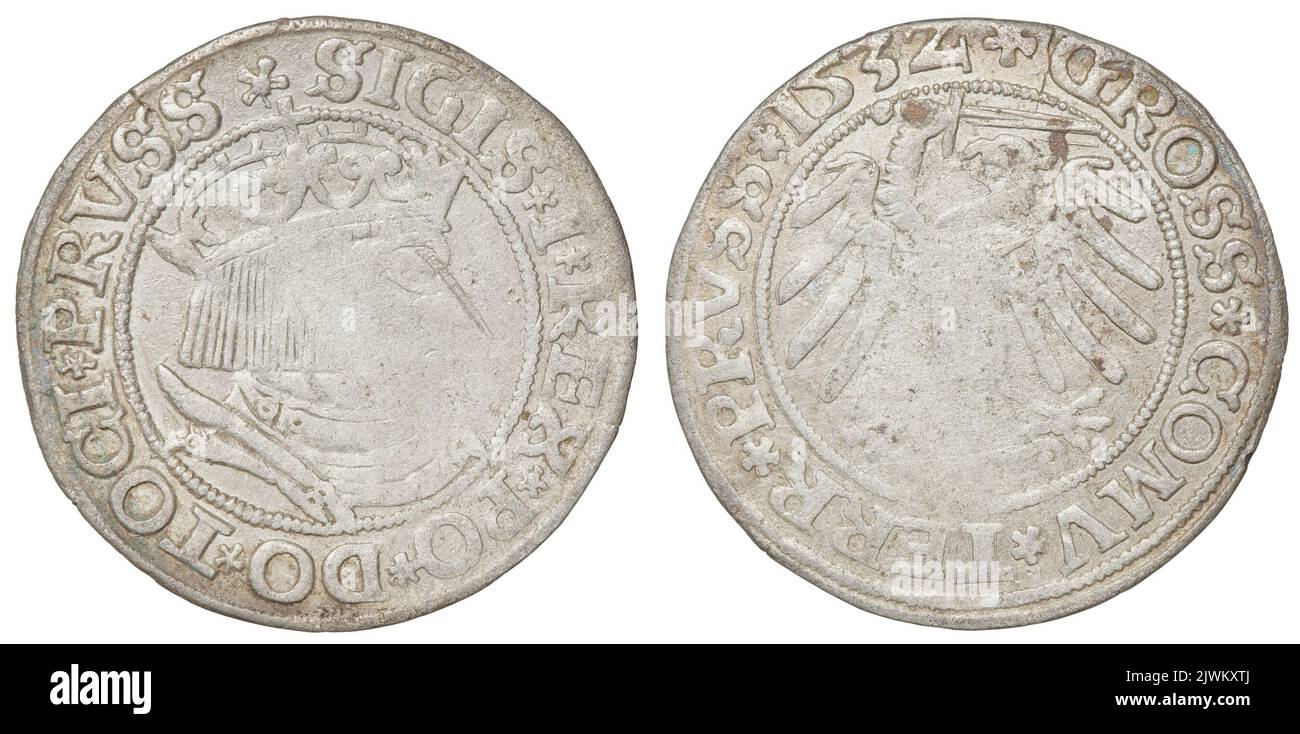 Prussian groschen. Zygmunt I Stary (król polski ; 1506-1548 Stock Photo ...