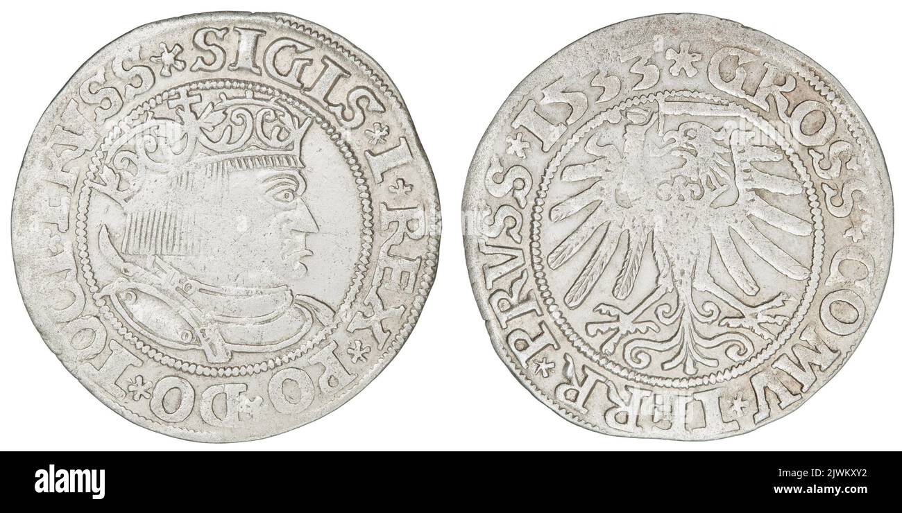 Prussian groschen. Zygmunt I Stary (król polski ; 1506-1548 Stock Photo ...
