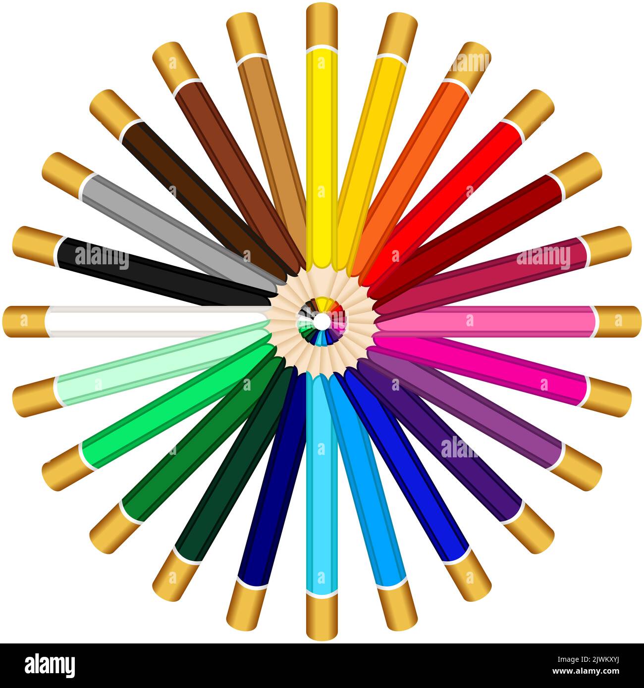 Circle of Colored Pencils Stock Photo - Alamy