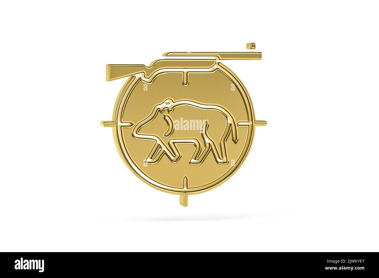 Golden 3d poaching icon isolated on white background - 3d render Stock ...