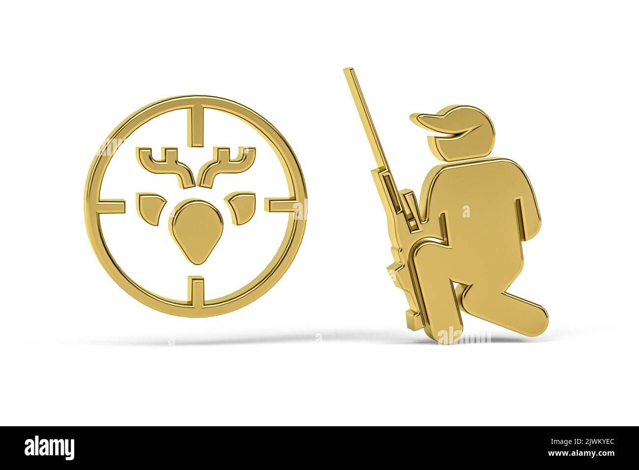 Golden 3d poaching icon isolated on white background - 3d render Stock ...