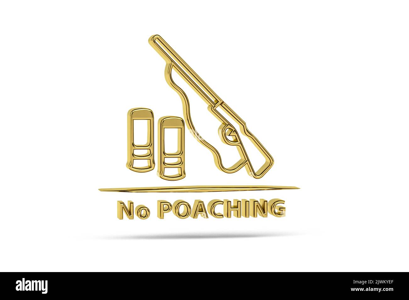 Golden 3d poaching icon isolated on white background - 3d render Stock ...