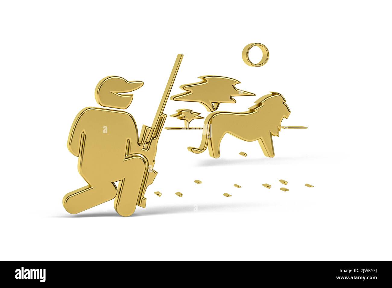 Golden 3d poaching icon isolated on white background - 3d render Stock ...