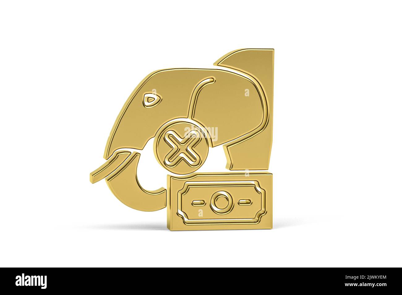 Golden 3d poaching icon isolated on white background - 3d render Stock ...