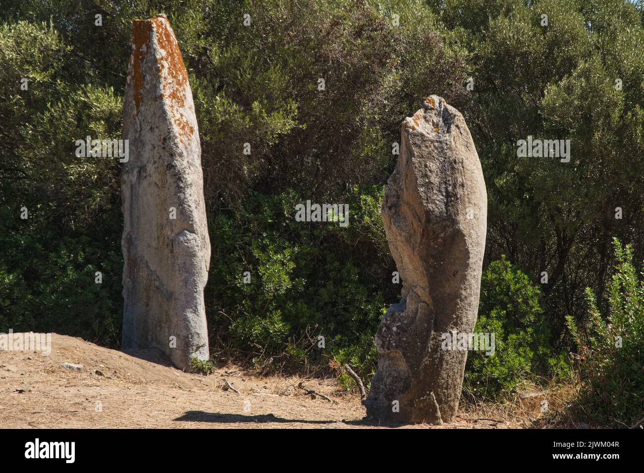 giants' tomb, (neolithic funerary graves), and standing stones ...