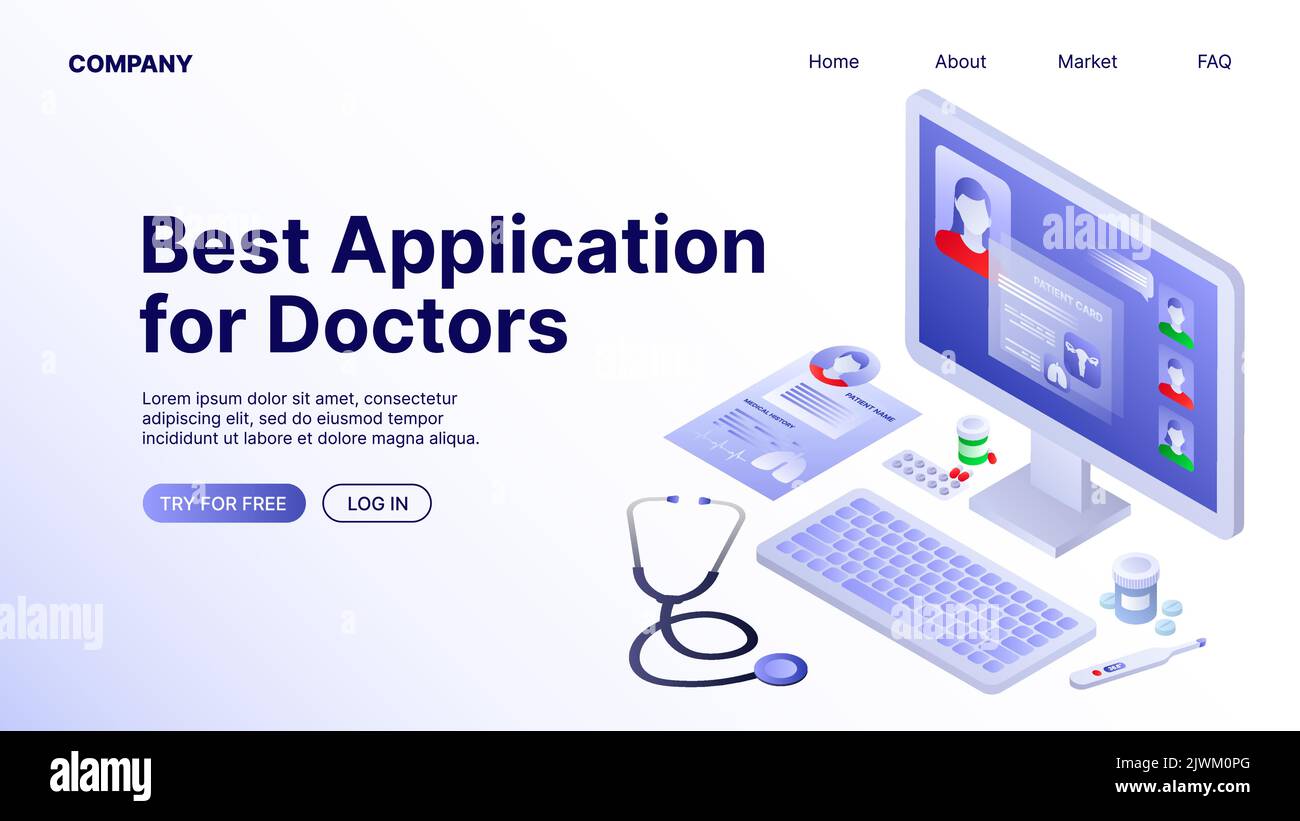 Application for Doctors. Clinics Website Landing Page Template. Vector ...