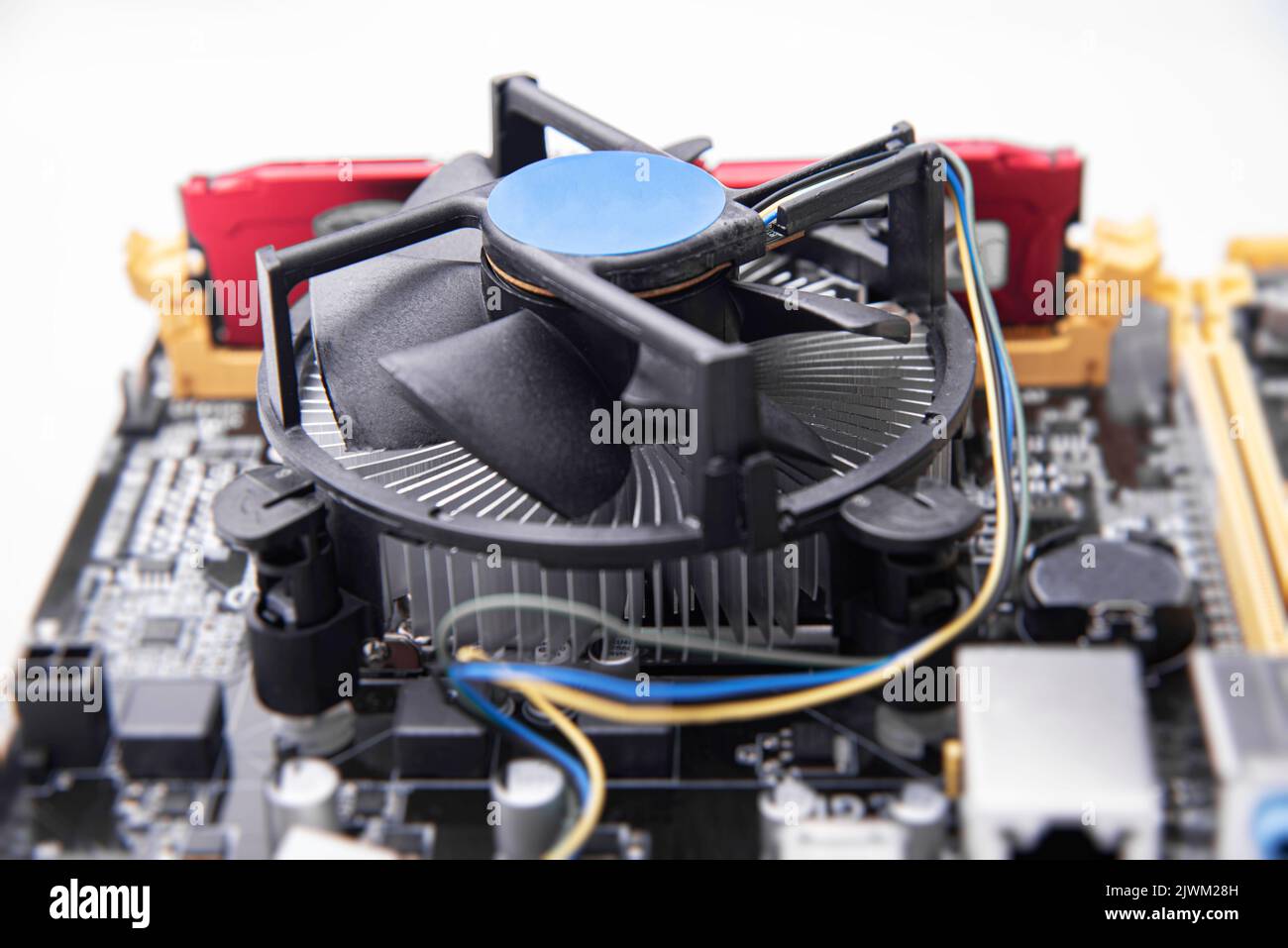 Installing central processor unit into computer motherboard Stock Photo ...