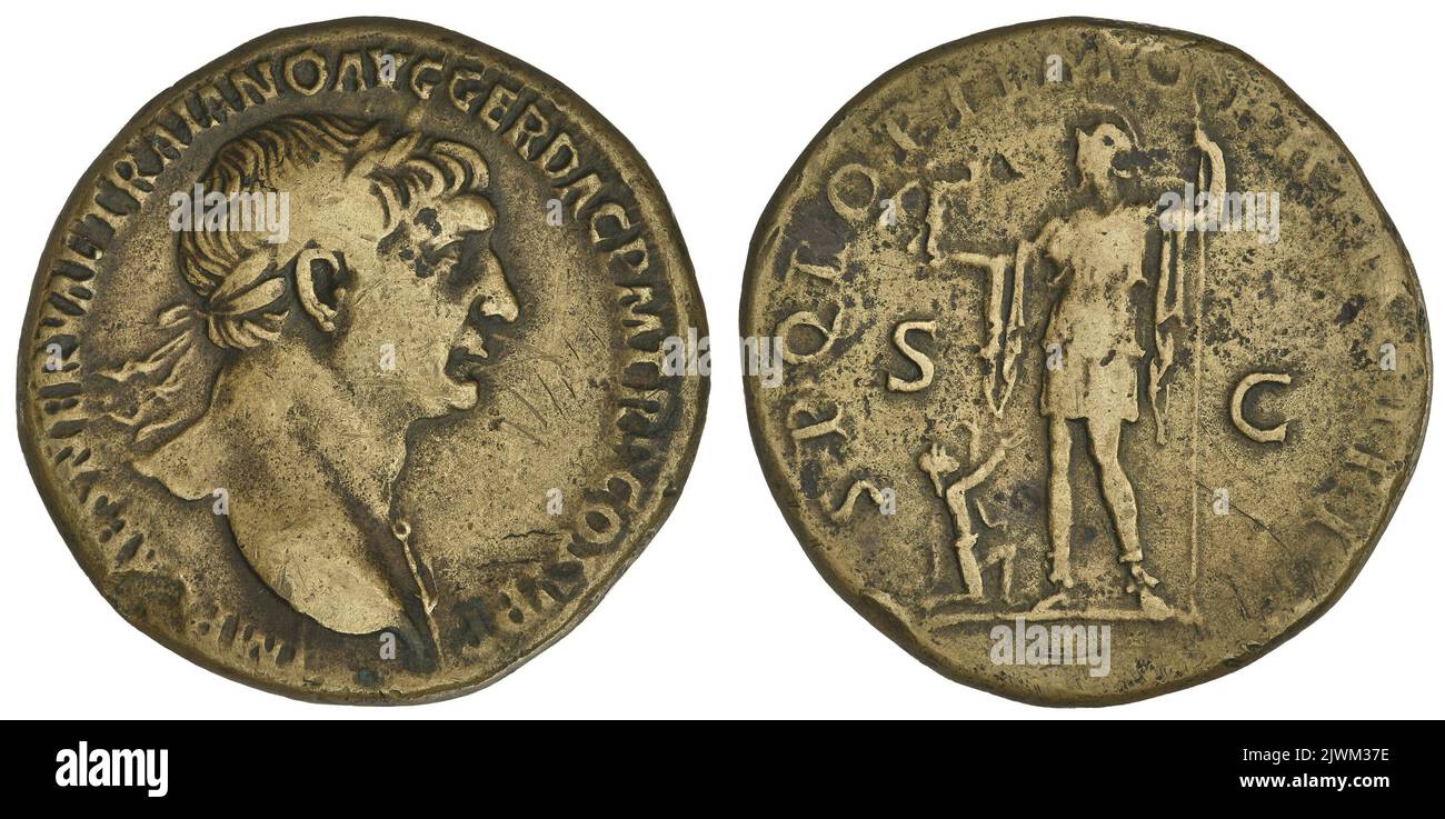 sestertius. Trajan (cesarz rzymski ; 98-117), emperor Stock Photo - Alamy
