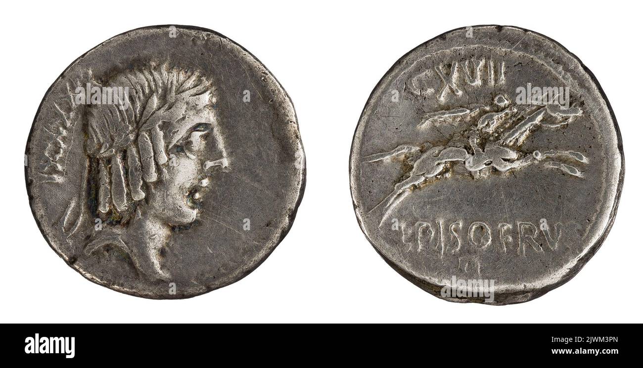 denarius. Calpurnius Piso Frugi, L. (fl. 90 a.C.; 74 a.C.), monetary ...
