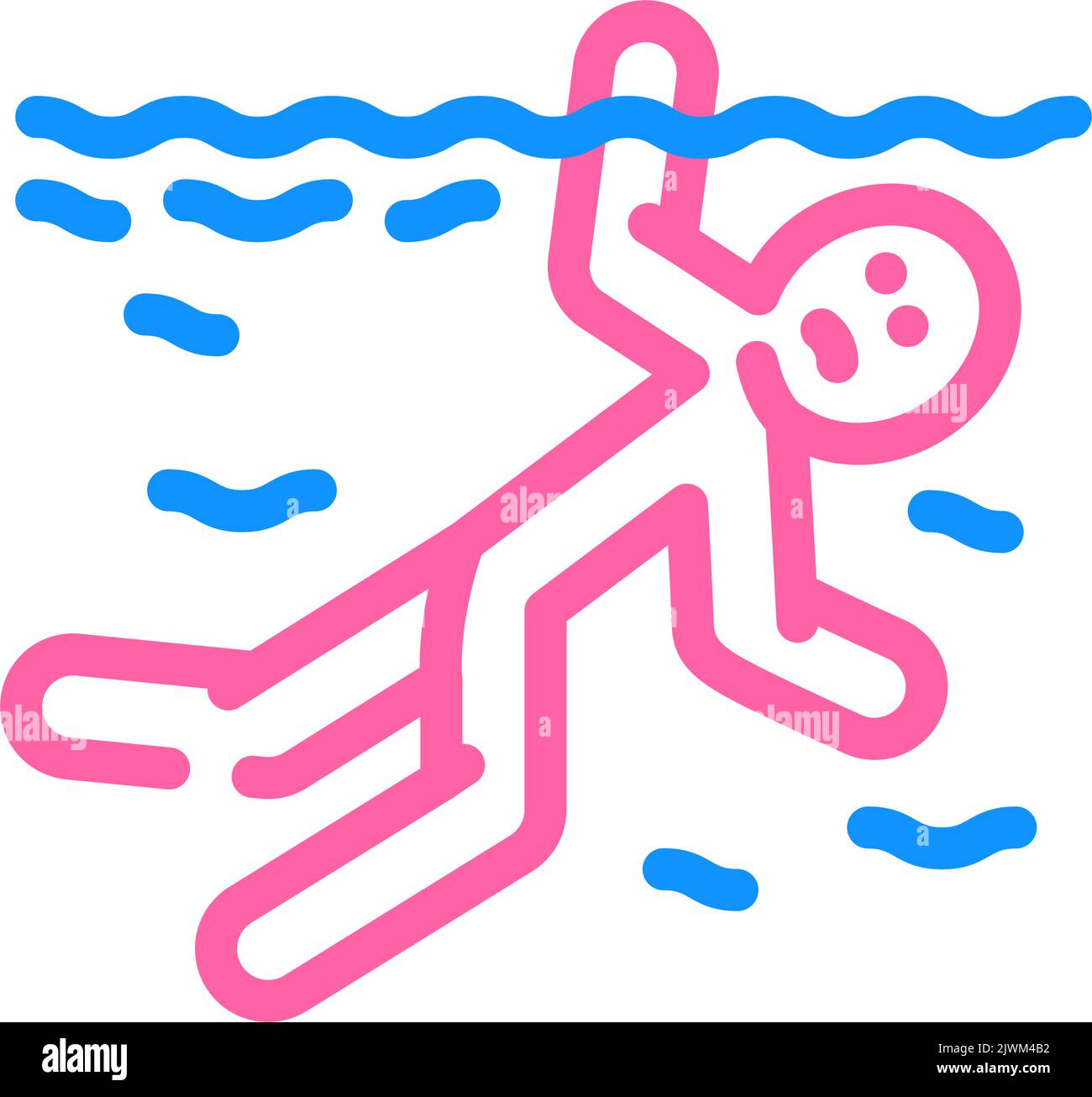 drowned man accident color icon vector illustration Stock Vector Image ...