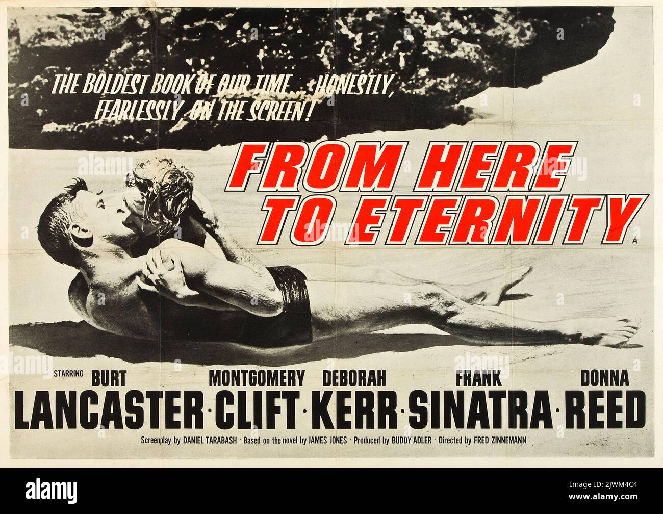 From Here to Eternity (Columbia, 1953) vintage film poster. Burt Lancaster and Deborah Kerr, the ...