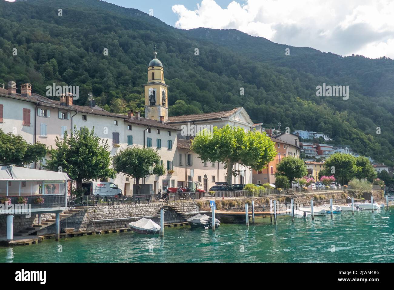 Lake Lugano in Switzerland: the village of Brusino Arsizio from the ...