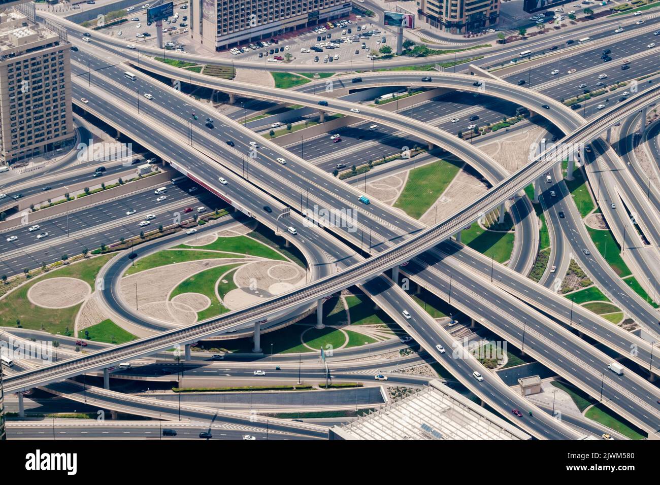 Highway traffic in Dubai at the Sheikh Zayed Road. United Arab Emirates ...