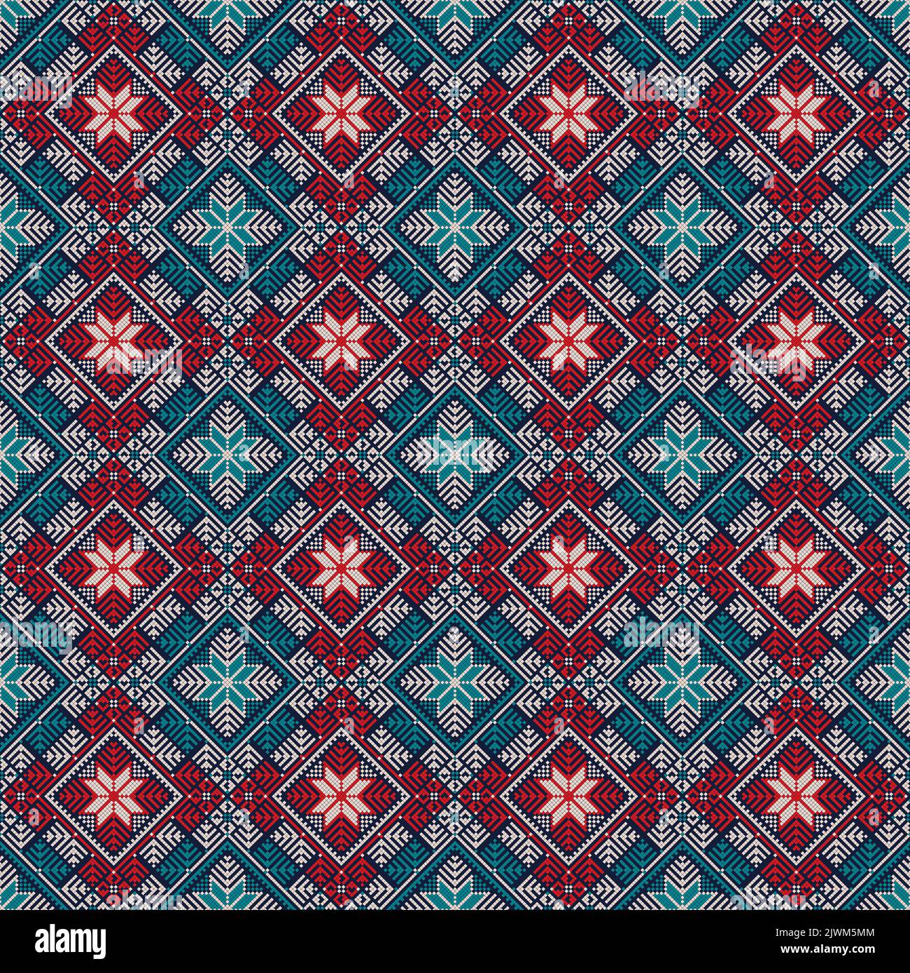 Decorative Palestinian seamless pattern in colors, traditional Tatreez ...