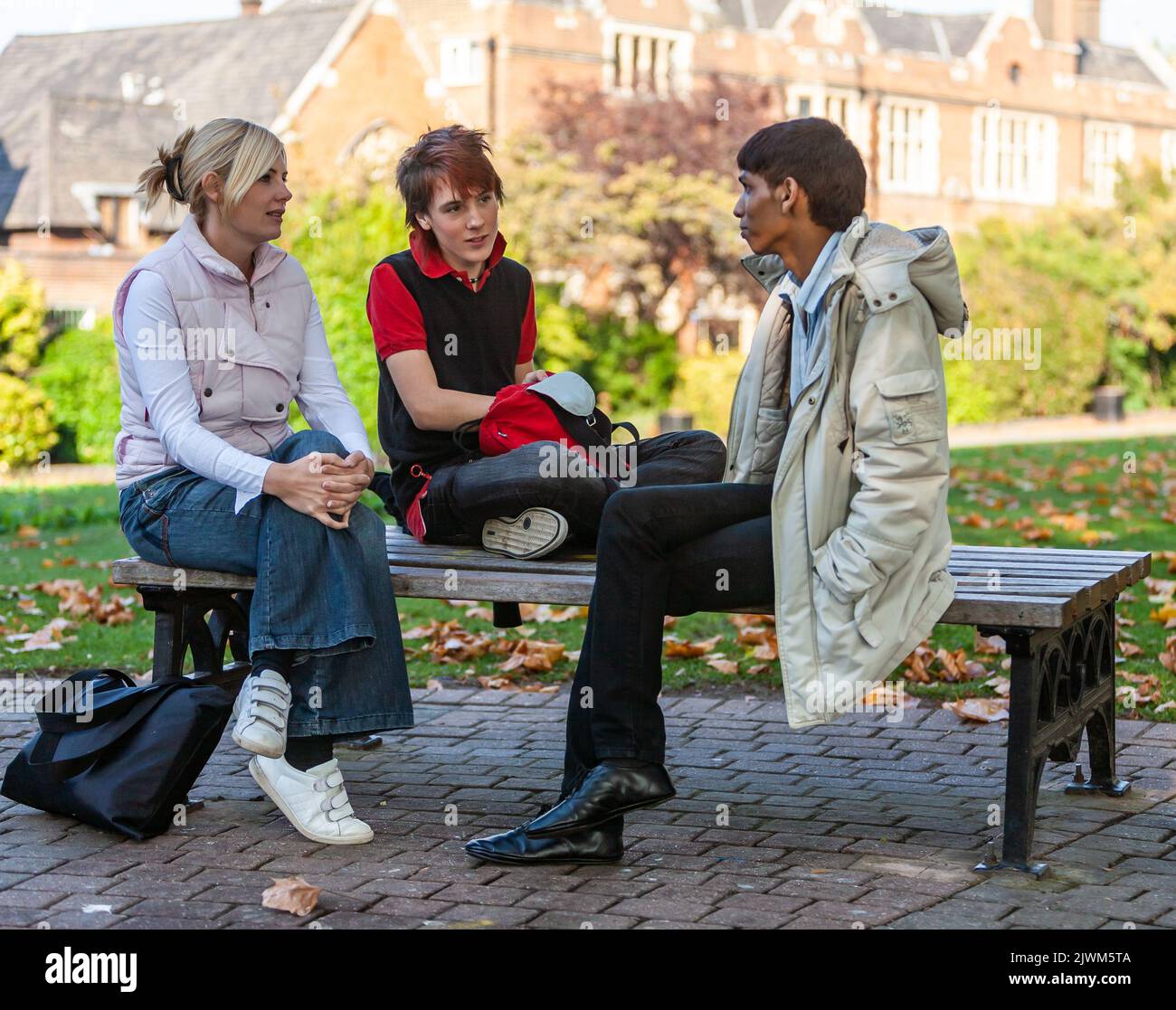 Teenage Students: Class Concerns. College friends talking with their ...