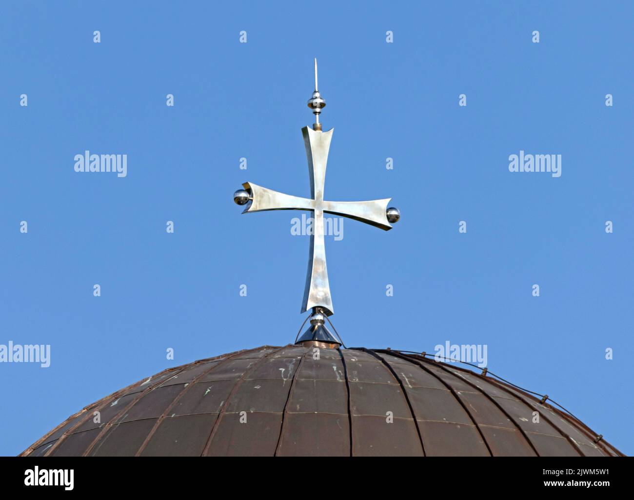 Lighting Rod at Top of Silver Cross Saint Basil of Ostrog Church Stock ...