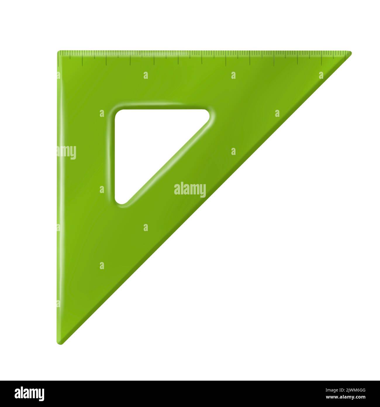 The watercolor ruler is green. Triangular ruler realistic illustration ...