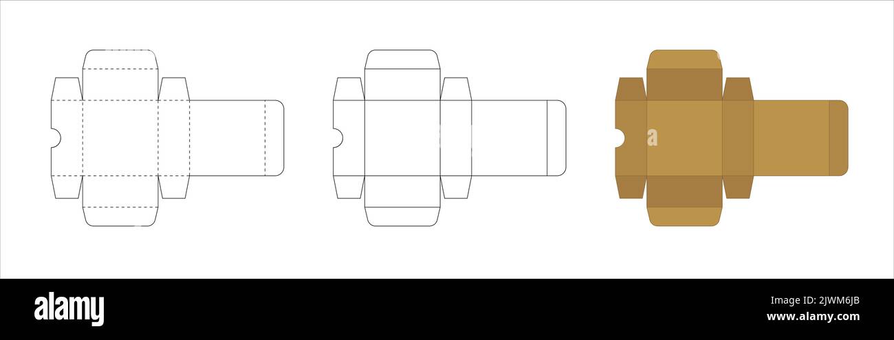 Paper box template, trim scheme to make package, open geometric model ...