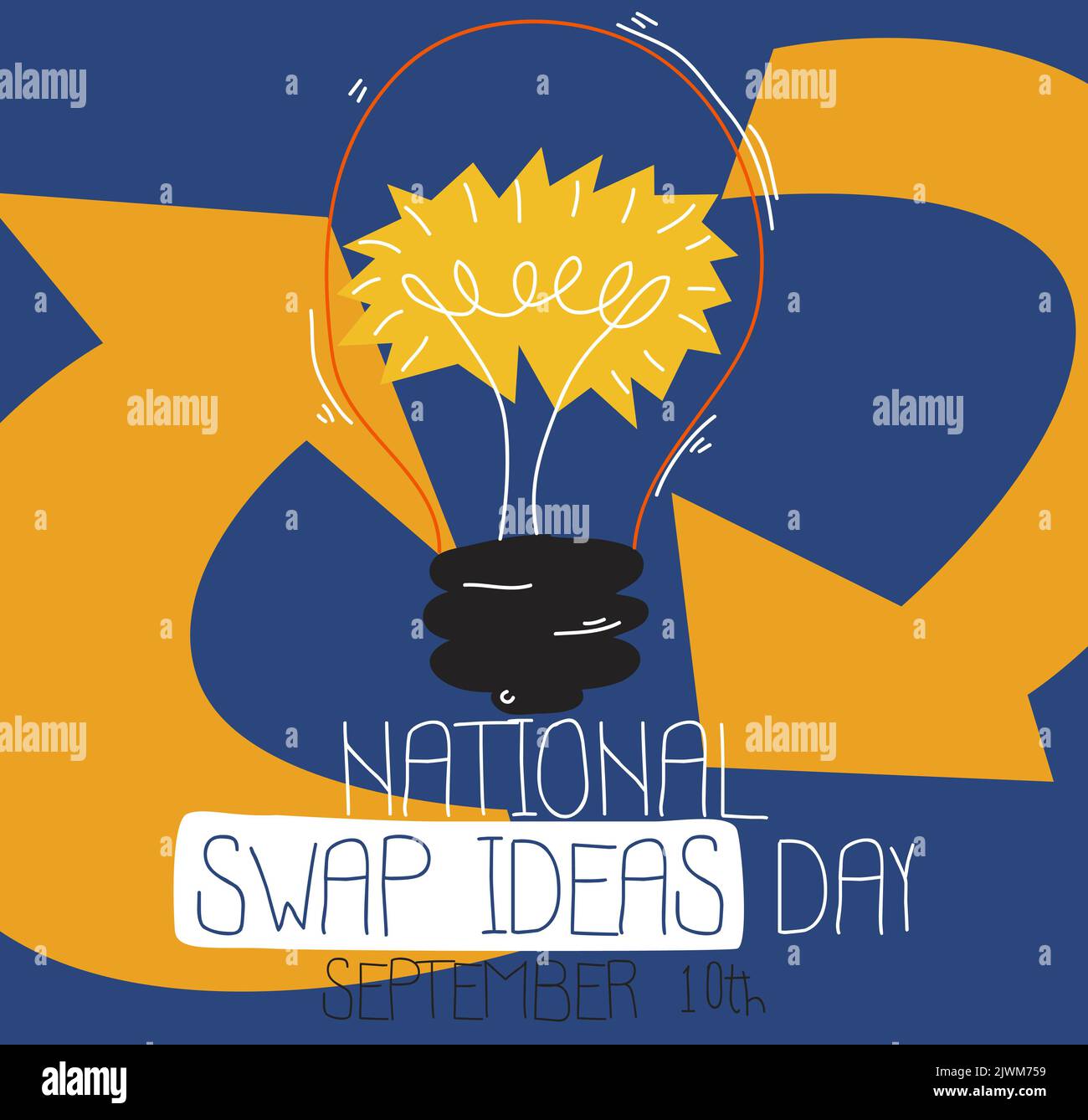 National Swap Ideas Day poster with light bulb. September 10. Holiday ...