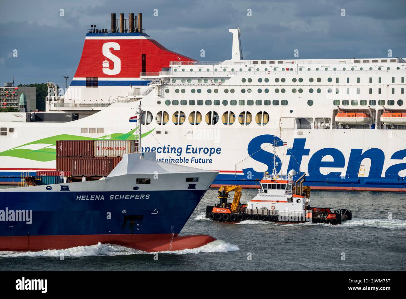 Shipping on the Maas, height Hoek van Holland, Stena Line ferry ...