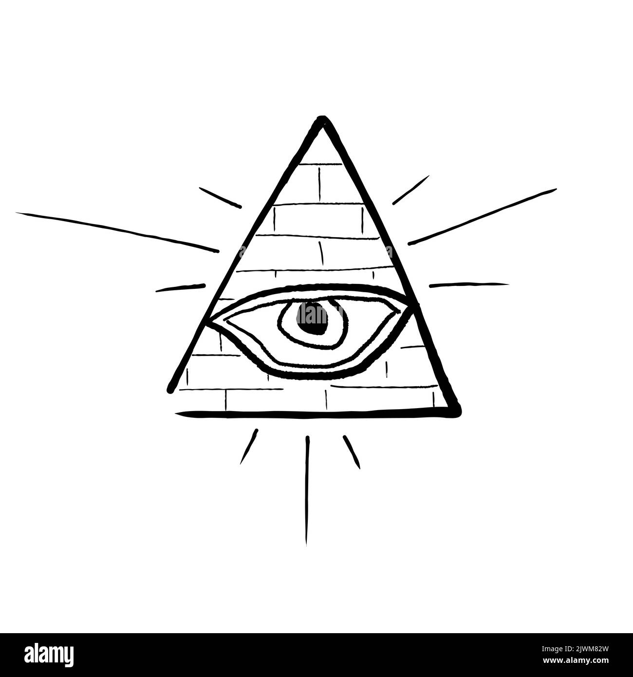 Illuminati symbol simple doodle vector illustration. New World Order all seeing eye Stock Vector ...