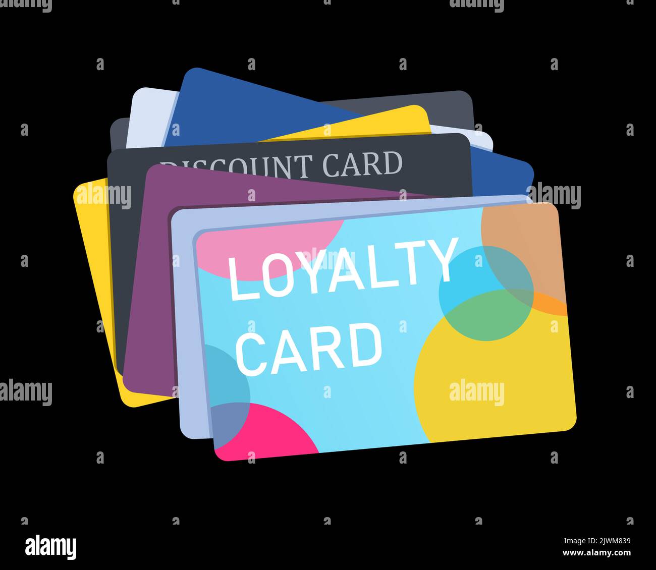 Stack of loyalty cards, club member cards and discount cards. Vector ...