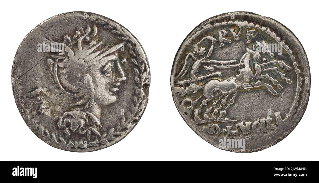 denarius. Lucilius Rufus, M. (fl. 101 a.C.), monetary officer ...