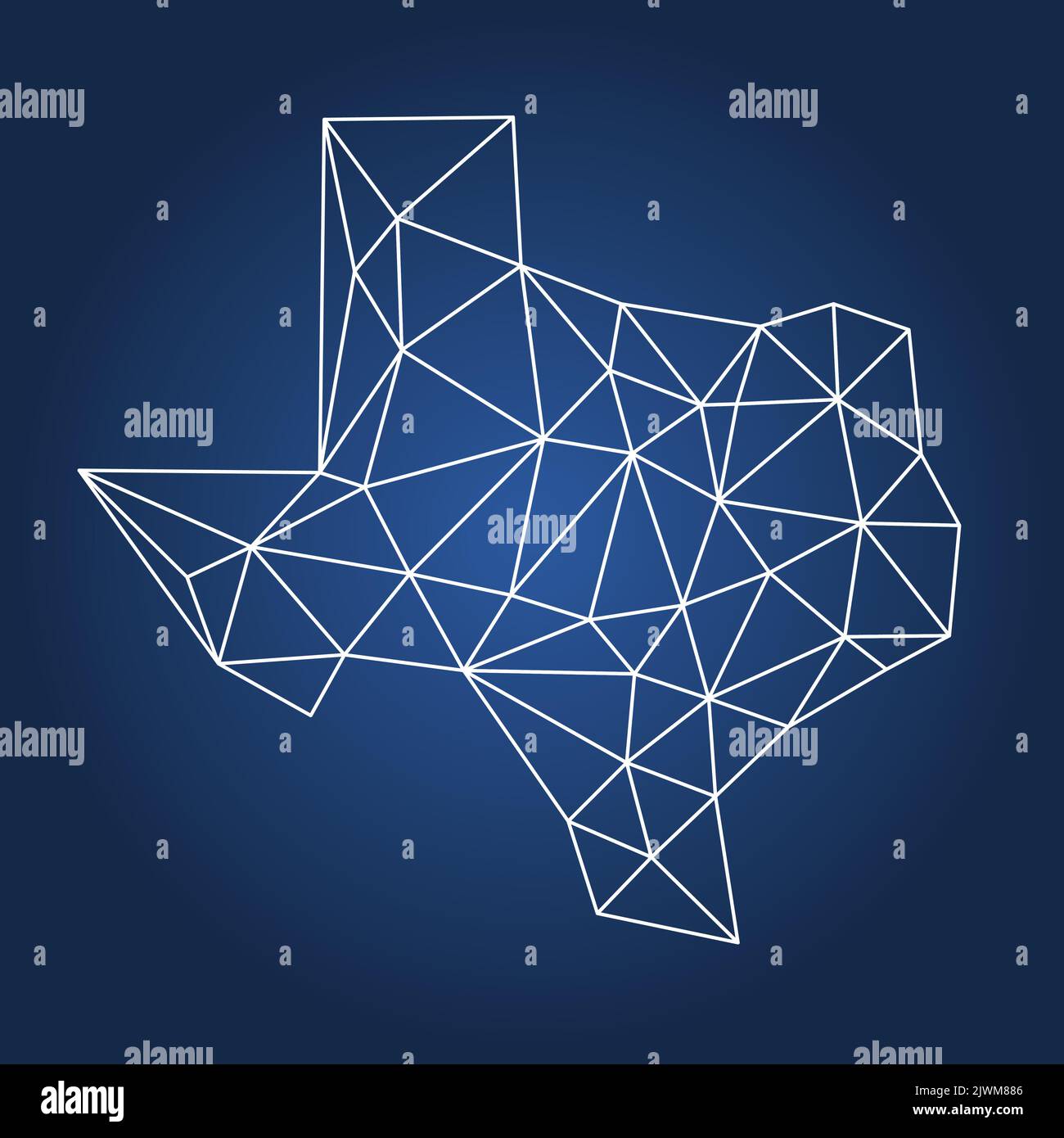 Texas polygonal map. Abstract geometric triangle vector map. Low poly ...