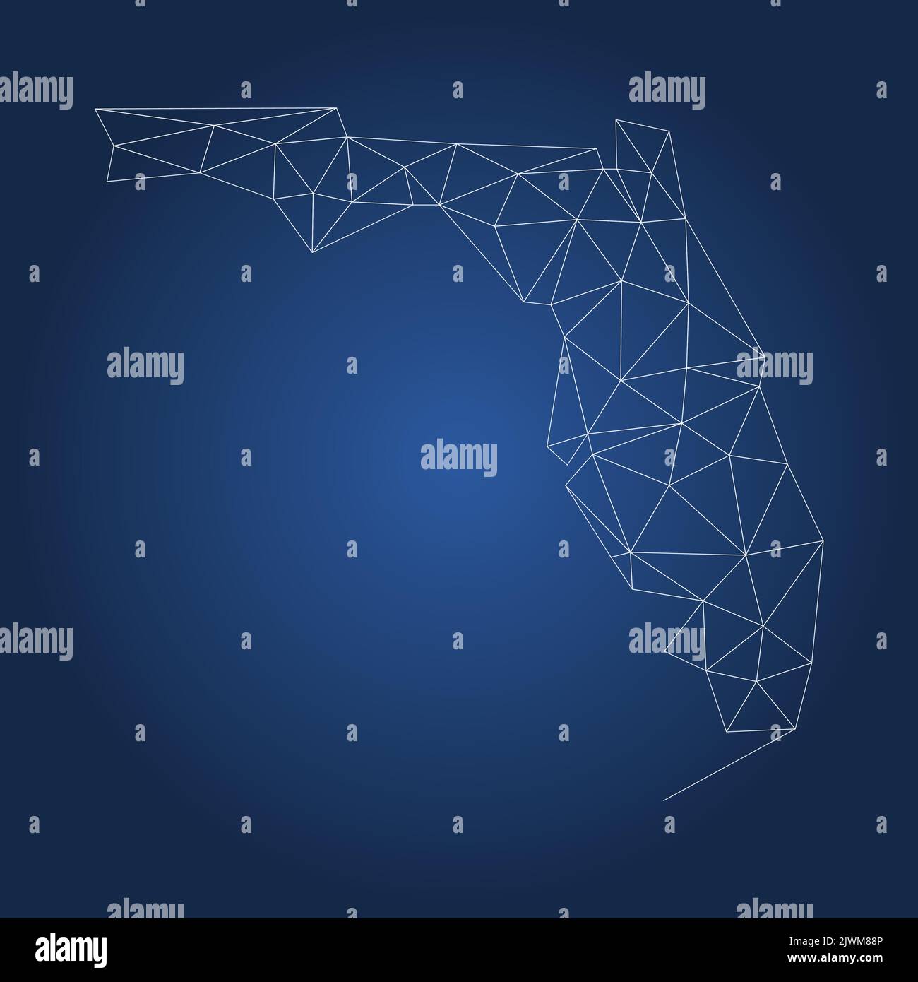 Florida polygonal map. Abstract geometric connected dots vector map ...