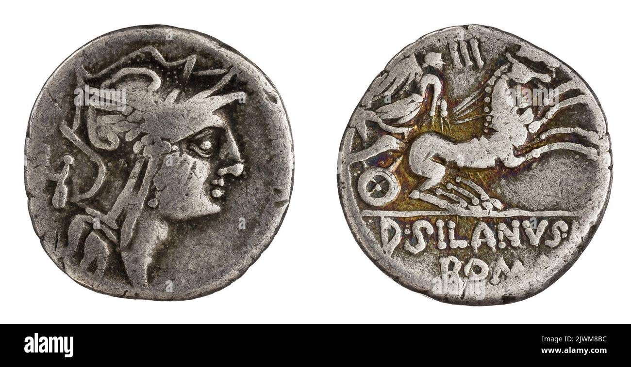 denarius. Iunius Silanus, D. (fl. 91 a.C), monetary officer, Republika ...