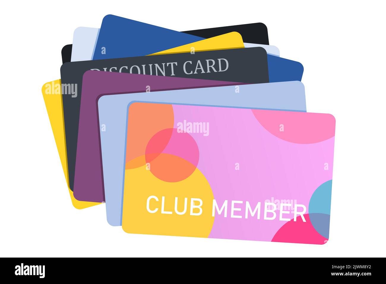 Stack of membership cards, loyalty cards and discount cards. Retail ...