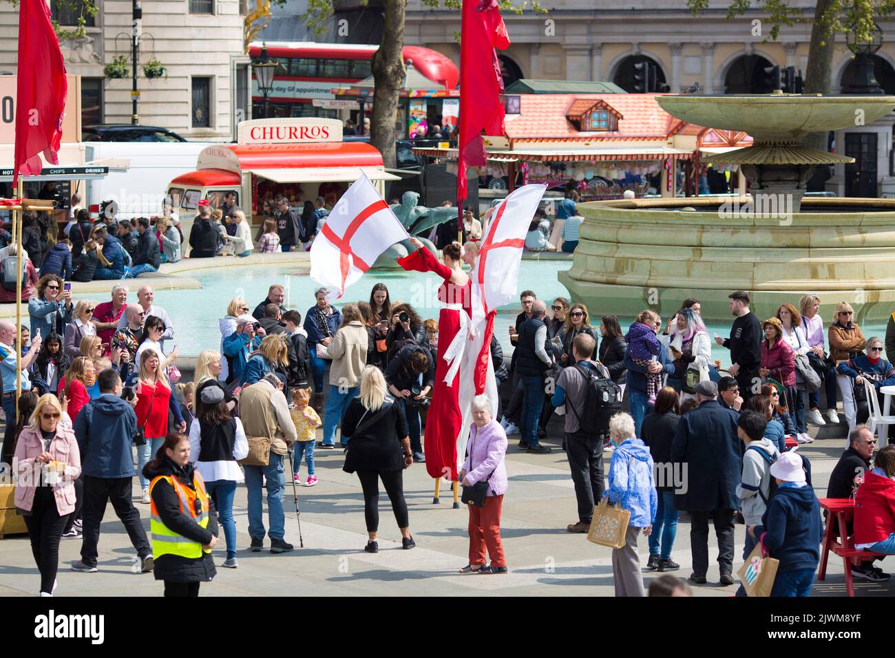 People watch acrobatic performances as they gather for St George’s Day ...