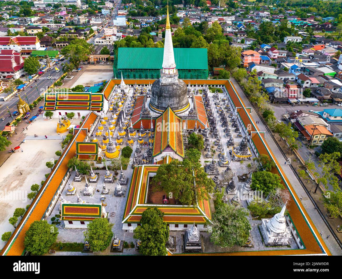 Aerial view of Wat Phra Mahathat Woramahawihan temple in Nakhon Si ...