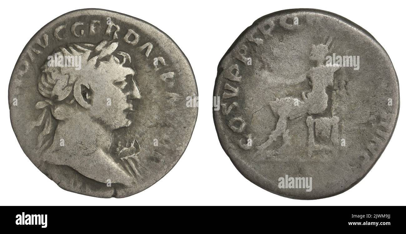 denarius. Trajan (cesarz rzymski ; 98-117), emperor Stock Photo - Alamy