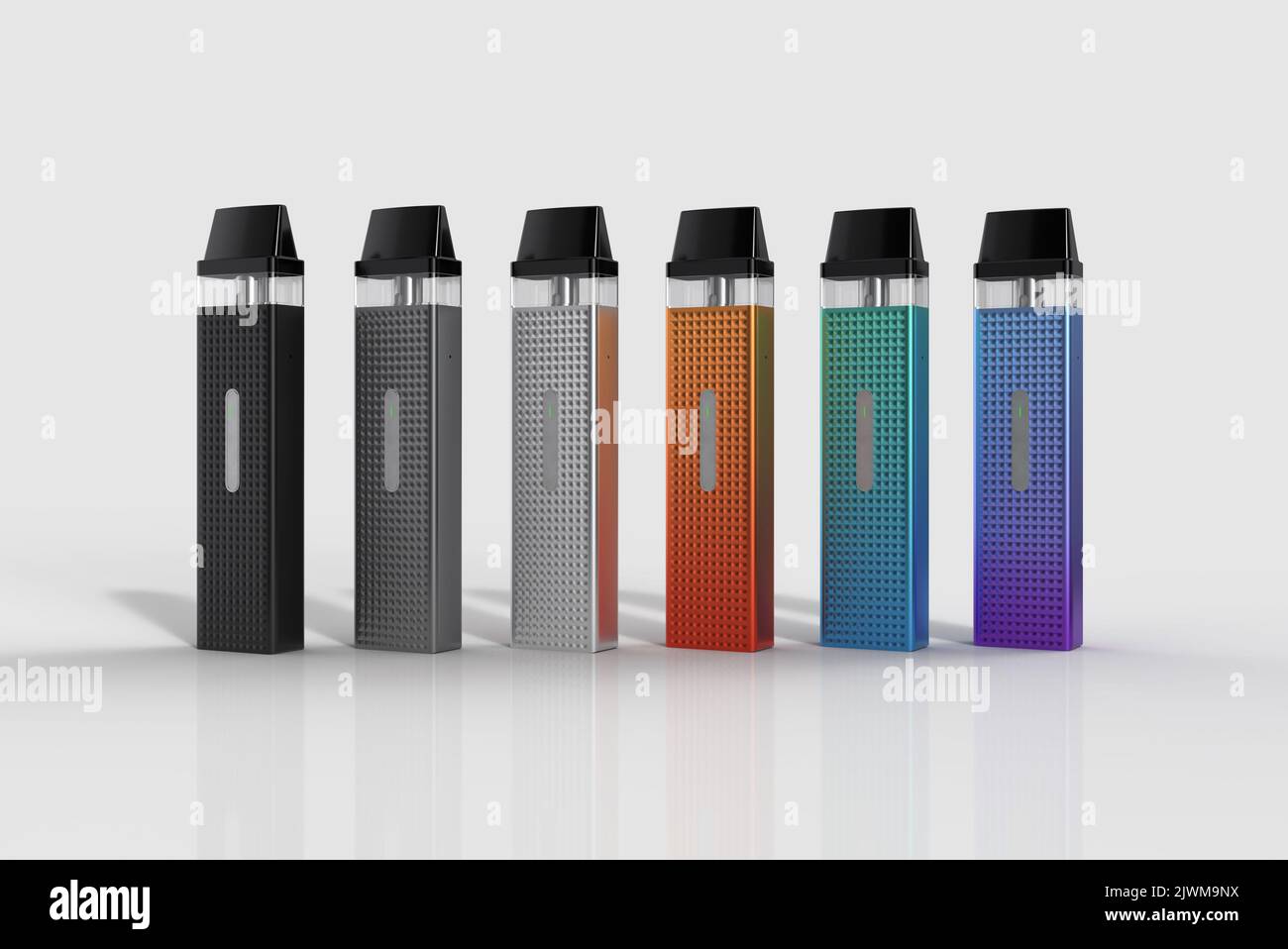 Set of Electronic Vapes in a Variety of Colors standing side by side ...