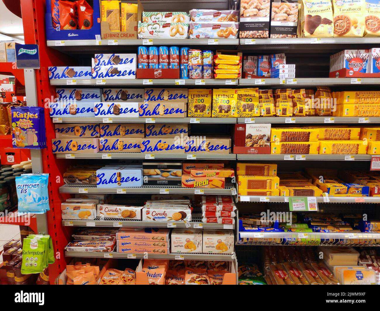 VIENNA, AUSTRIA - AUGUST 8, 2022: Austrian sweets section in Spar ...