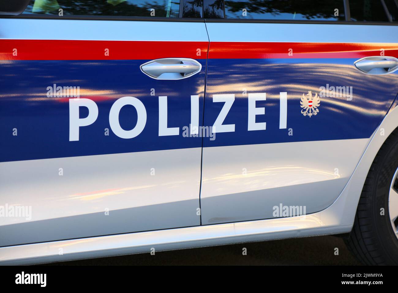 SALZBURG, AUSTRIA - AUGUST 4, 2022: Austrian Police Skoda Octavia car ...