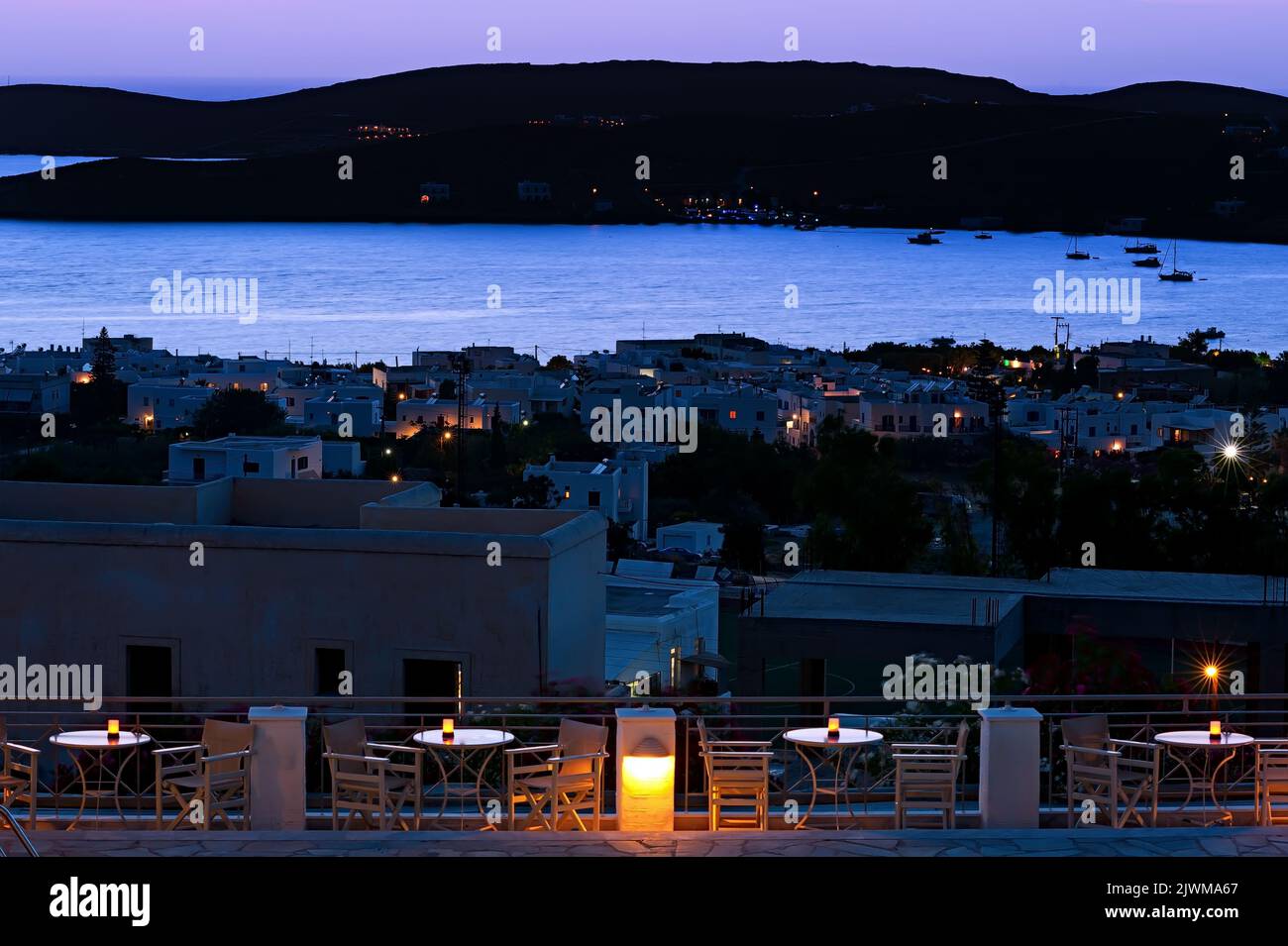 Paros night cityscape, Cyclades, Greece Stock Photo - Alamy