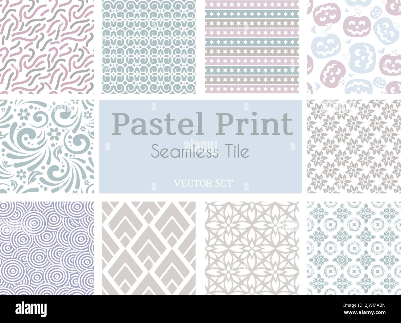 Silhouette of a floral pattern seamless tile pastel set Stock Vector ...