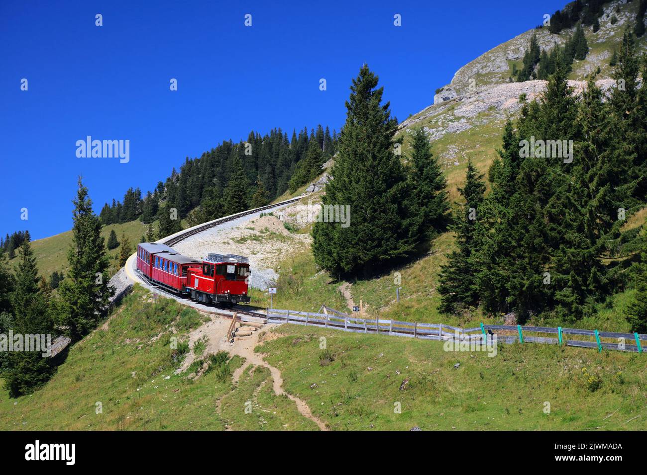 Schafberg mountain in Salzkammergut region of Austria. Schafberg rack ...