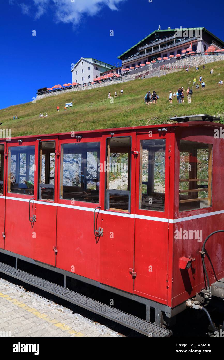 Schafberg mountain in Salzkammergut region of Austria. Schafberg rack ...