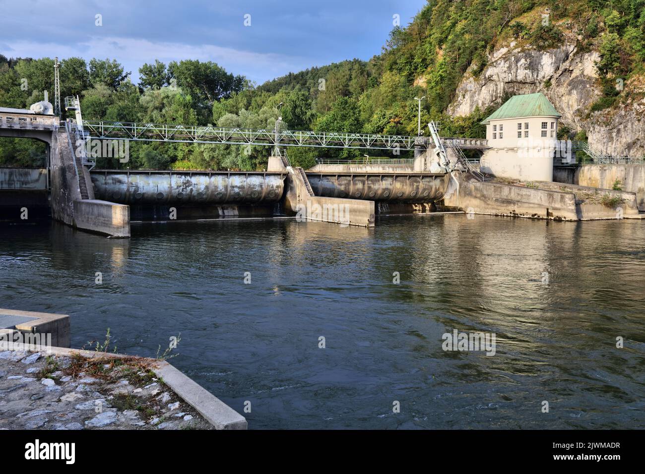 Austria hydroelectricity generation. Water power plant on river Mur in ...
