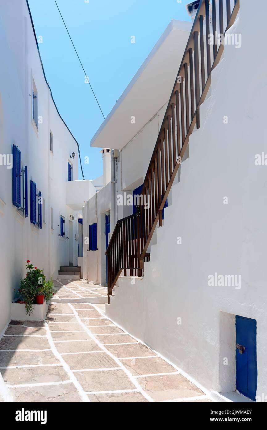 Typical paros street in naoussa hi-res stock photography and images - Alamy