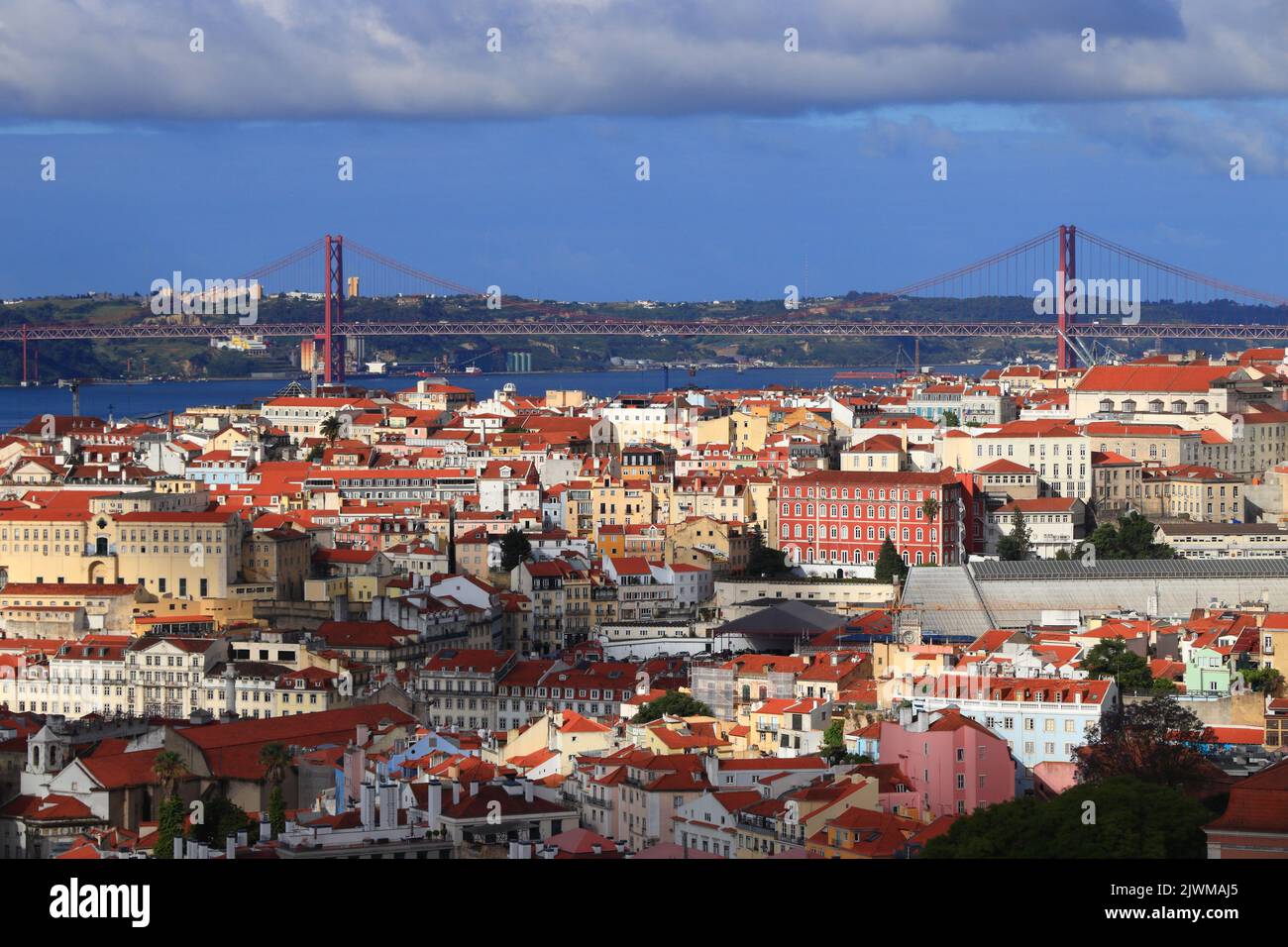 Lisbon, Portugal. Lisbon city view from a miradouro (viewpoint) with ...