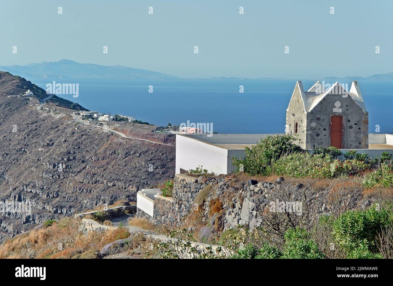 Santorini foot path hi-res stock photography and images - Alamy