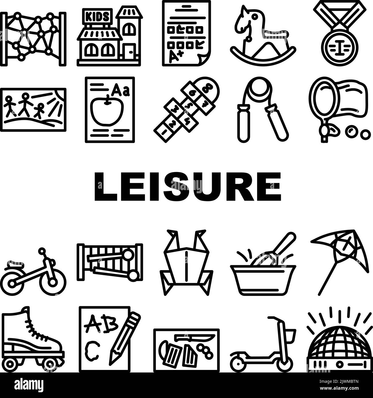 kid leisure child happy fun icons set vector Stock Vector Image & Art ...