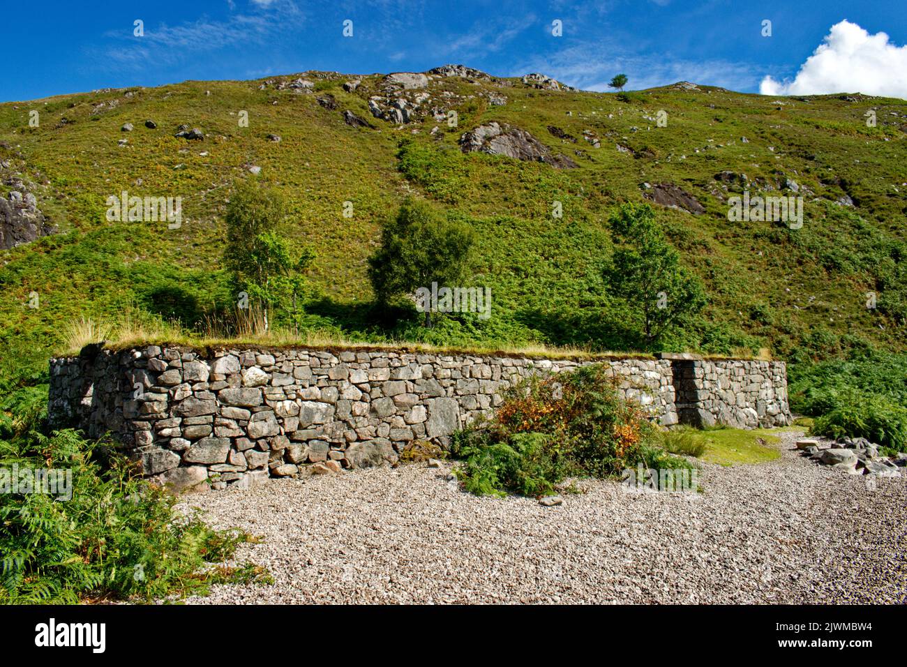 LOCH MORAR LOCHABER SCOTLAND LATE SUMMER CHAPEL OF INVERBEG THE WALL ...