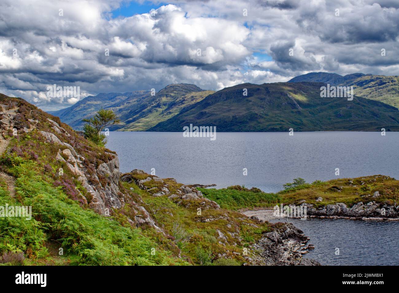 LOCH MORAR LOCHABER SCOTLAND LATE SUMMER FOOTPATH A COVE AND THE ...